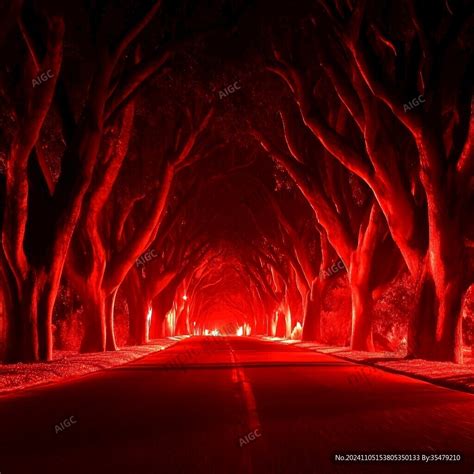 Ai创作图网红隧道 红光路 红枫隧道 红光大道 红色通道 魔幻隧道 红灯笼隧道 红色廊道 枫林隧道 唯美灯光隧道 暗红柱子平行透视 红漆长廊 美丽隧道 三棵树隧道 梦幻隧道 昵图网