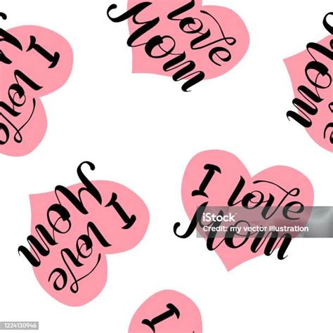 흰색 배경에 문자 텍스트 나는 엄마를 사랑해요의 원활한 패턴 재미있는 벡터 인쇄 섬유 벽지 배너 어린이 의류디자인 귀여운 서예