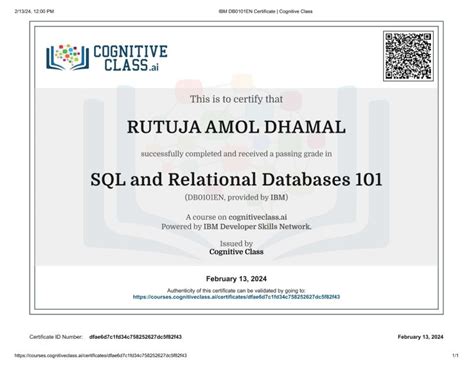 Rutuja Dhamal On Linkedin Successfully Completed Sql And Relational