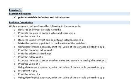 Solved O O Exercise 1 Exercise Objectives Pointer Variable
