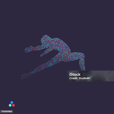 체조 선수 이다입니다 남자 행 세 하 고 춤 사람의 그림자는 점선된입니다 벡터 일러스트입니다 3차원 형태에 대한 스톡 벡터 아트 및 기타 이미지 Istock