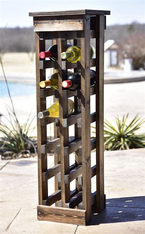 Standing Wood Wine Rack 12 Bottle Or 6 Bottle Etsy Wine Rack Diy
