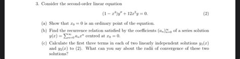 Solved 3 Consider The Second Order Linear Equation 1