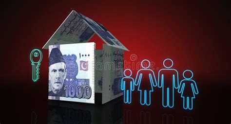 Pakistani Rupee 1000 Pkr Money Banknotes Paper House On The Table 3d Illustration Stock