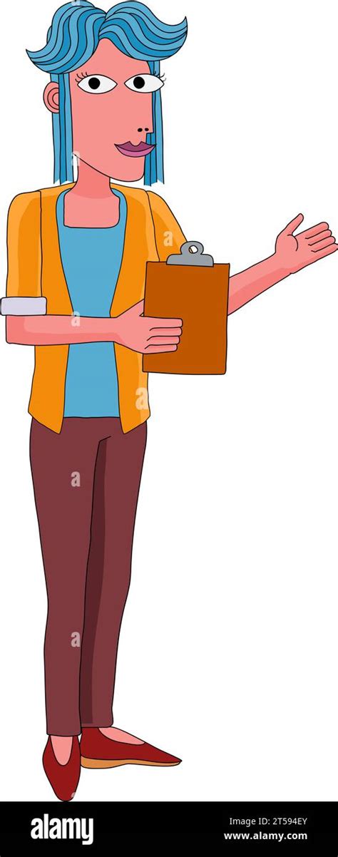 Woman With Clipboard Pointing Illustration Stock Vector Image And Art Alamy