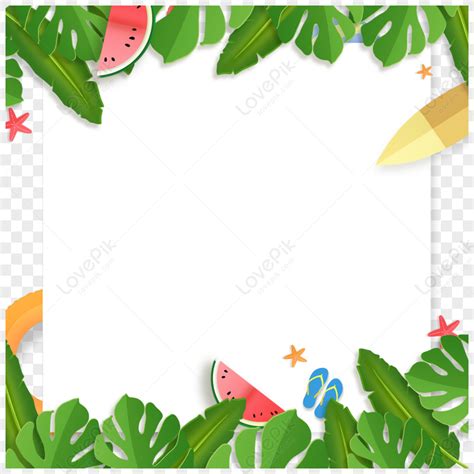 만화 일러스트 과일 장식 여름 종이 컷 해변 테두리를 잘라광고아름다운 Png 일러스트 무료 다운로드 Lovepik