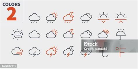 날씨 Ui 픽셀 완벽 한 잘 만들어진 벡터 선 아이콘 48 X 48 웹 그래픽 및 편집 가능한 획 애플 리 케이 션에 대 한 24 X 24 격자에 대 한 준비 최소한의