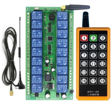 범용 Rf 무선 라디오 원격 제어 스위치 시스템 수신기 송신기 조명 전원 켜기 315 433mhz Dc 12v 24v 18ch 1000m