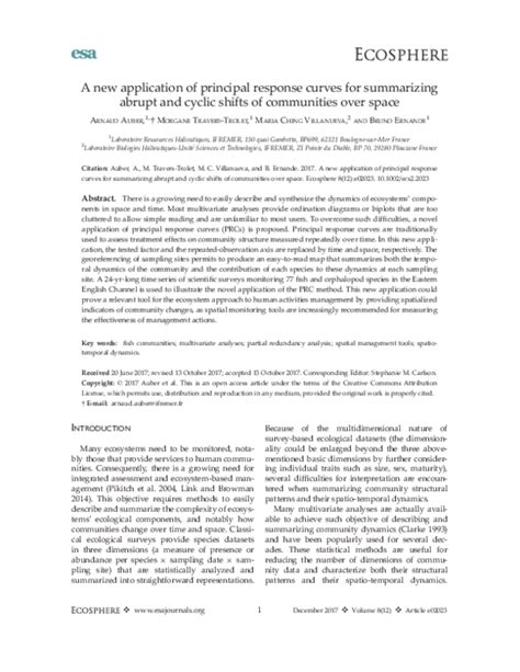 Pdf A New Application Of Principal Response Curves For Summarizing