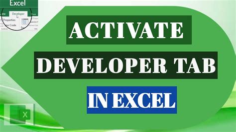 How To Activate The Developer Tab In Excel For Windows Youtube How To Activate The Developer Tab In Excel For Windows Youtube