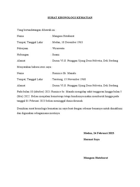 Surat Kronologi Kematian Pdf