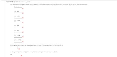 Solved The Point P 5 1 Lies On The Curve Y X Chegg Com