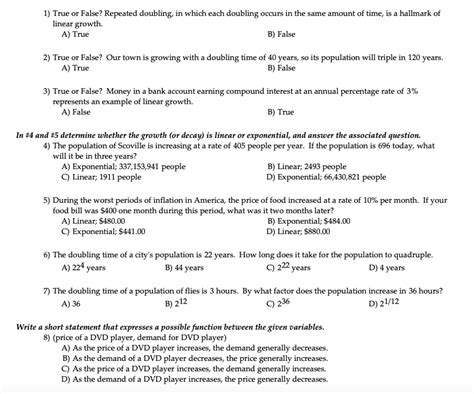 Solved 1 True Or False Repeated Doubling In Which Each
