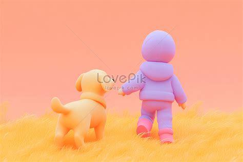 만화 아이와 강아지 일러스트 무료 다운로드 Lovepik