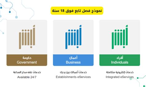 نموذج فصل تابع فوق 18 سنة خدمات السعودية