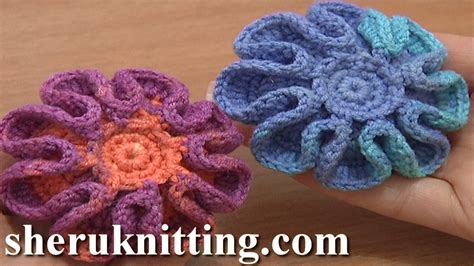 Crochet Stuffed Flower Button Tutorial 5 Part 1 Of 2 Crochet Flower On