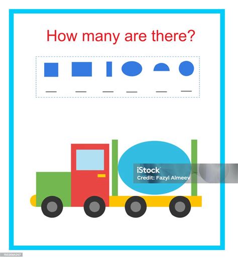 아이들을 위한 수학 활동 기하학적 모양은 몇 개입니까 콘크리트 트럭의 벡터 그림입니다 0명에 대한 스톡 벡터 아트 및 기타 이미지 0명 계산함 교육 Istock