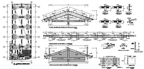 Roof Section Cover Plan And Constructive Structure Cad Drawing Details Dwg File