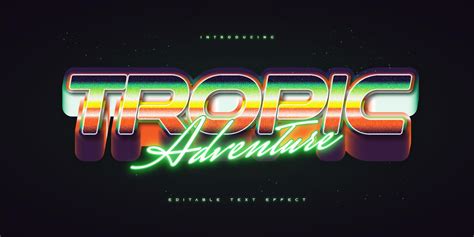 Bold 3d Colorful Retro Text Style With Glowing Green Neon Effect Stock