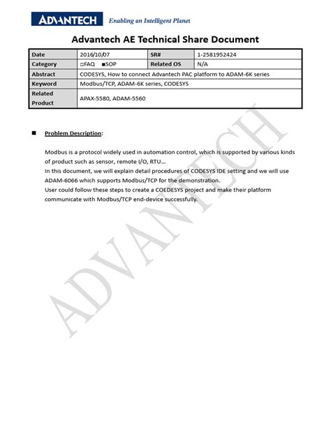 Infoplc Net Iag Sop Codesys How To Conect Advantech Pac Platform To Adam 6k Series Pdf