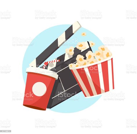 벡터 일러스트 레이 션 영화 산업입니다 팝콘 상자 소 다 물 영화 추 0명에 대한 스톡 벡터 아트 및 기타 이미지 0명