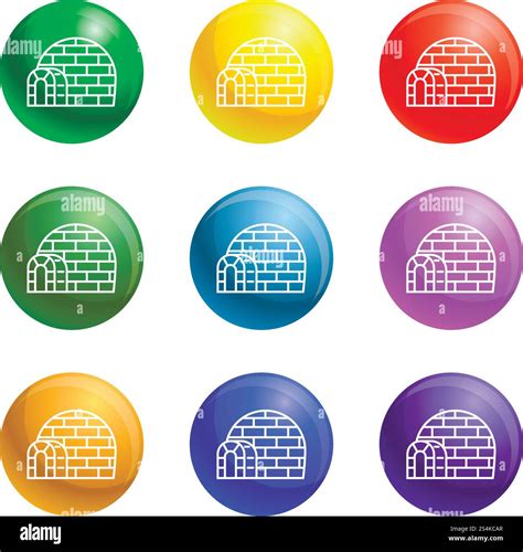 Eskimo Igloo Icons Vector 9 Color Set Isolated On White Background For Any Web Design Eskimo