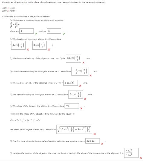 Solved Consider An Object Moving In The Plane Whose Location