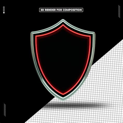 premium psd 3d render object light metallic shield