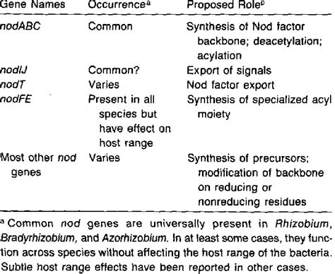 A Brief Guide To Nodulation Genes Download Table