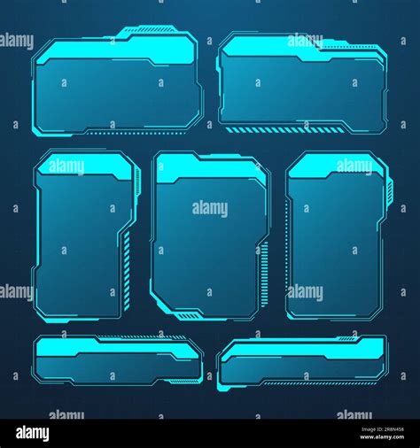 Blue Futuristic Hud Or Ui Elements Sci Fi User Interface Text Boxes