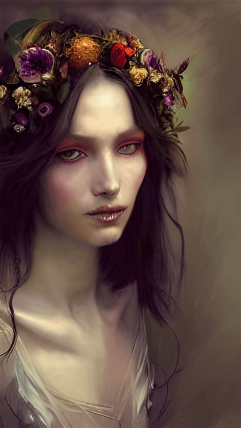 Beautiful Bohemian Witch Character Design Pencil Illustrated Portrait