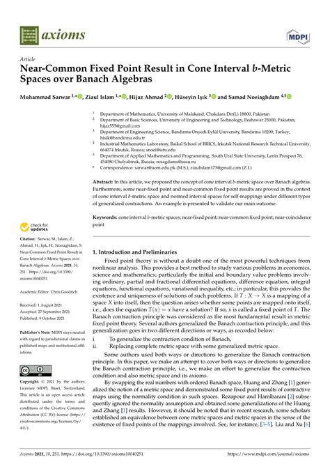 Pdf Near Common Fixed Point Result In Cone Interval B Metric Spaces Over Banach Algebras