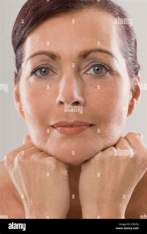 Mature Woman Smiling Portrait Stock Photo Alamy