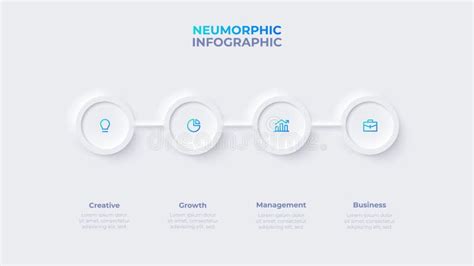 Four Circles Placed In Horizontal Row Concept Of 4 Steps Of Marketing Strategy Stock Vector