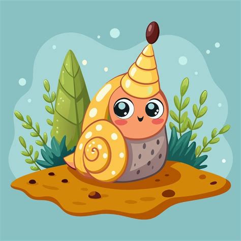 Premium Vector A Snail With A Shell On Its Head Sits On A Rock