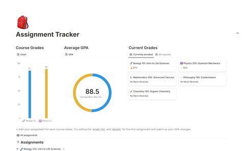 Student Dashboard Template Notion Marketplace
