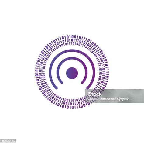 Digital Zero And One Number Or Binary Code Around Wifi Icon In Circle