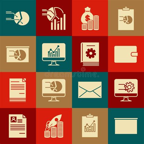 Set Chalkboard Computer Monitor With Graph Chart Wallet Money Bag And Coin Board Pie