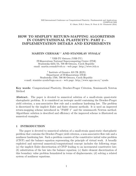 Pdf How To Simplify Return Mapping Algorithms In Computational Plasticity Part 2