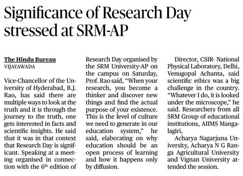6th Edition Of Research Day At Srm University Ap Fostering Research