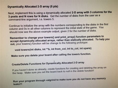 Solved Statically Allocated 2 D Array 5 Pts First You Can