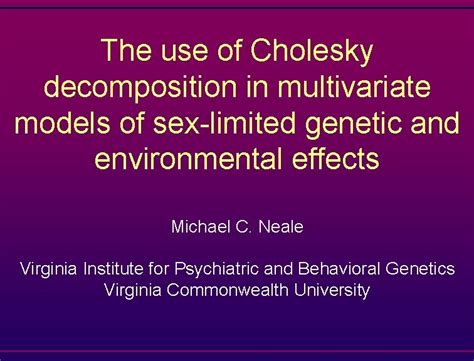 The Use Of Cholesky Decomposition In Multivariate Models