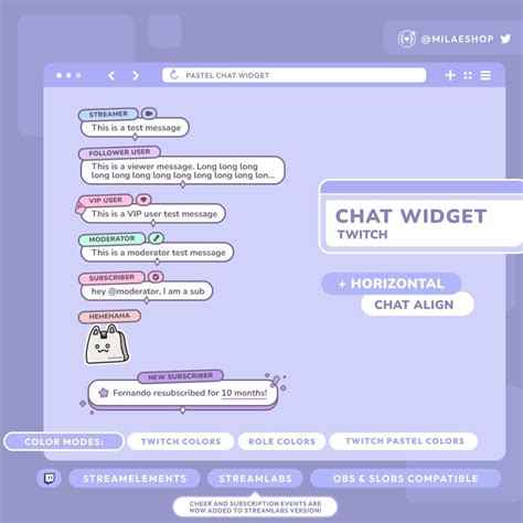 Pastel Chat Widget Horizontal Vertical Twitch Etsy