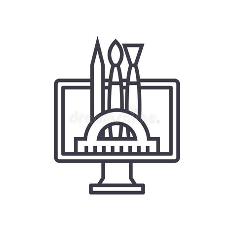 Modern Computer Line Icon Concept Modern Computer Flat Vector Symbol Sign Outline