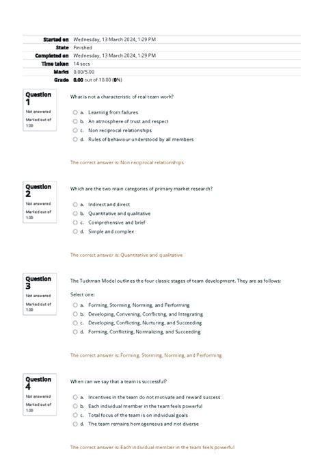 Self Quiz Unit 6 Attempt Review Home Not Answered Marked Out Of 1 Not Answered Marked Out Of
