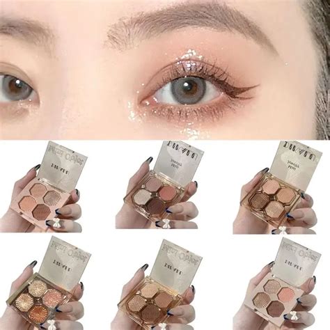 4 색 프레스 반짝이 아이 섀도우 팔레트 쉬머 스팽글 팔레트 아이 섀도우 메이크업 팔레트 휴대용 아이섀도우 여자 아이 섀도우 Aliexpress