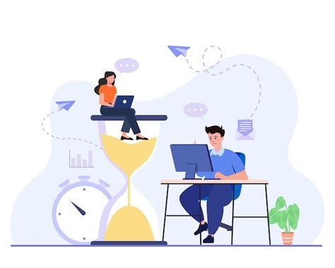 Premium Vector Tiny People Near Hourglass And Working Together With