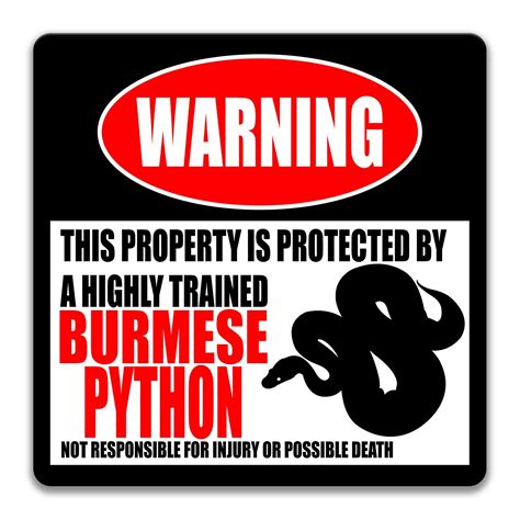 Burmese Python Sign Burmese Python Warning Sign Burmese Python Etsy