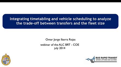 Pdf Webinar Integrating Timetabling And Vehicle Scheduling To Analyze The Trade Off Between