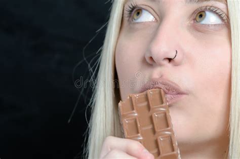 Lips Bite A Sweet Chocolate Stock Image Image Of Clothing Lovely